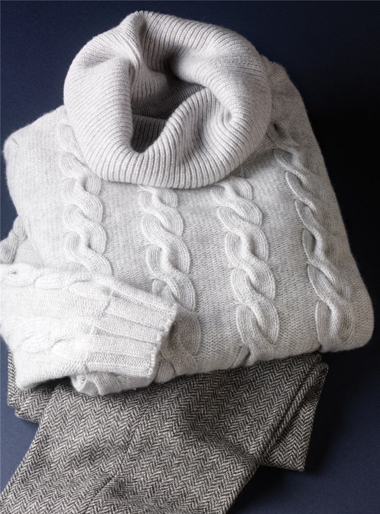 Ladies Cashmere Cowl Neck Sweater in Earl Grey - The Ben Silver Collection