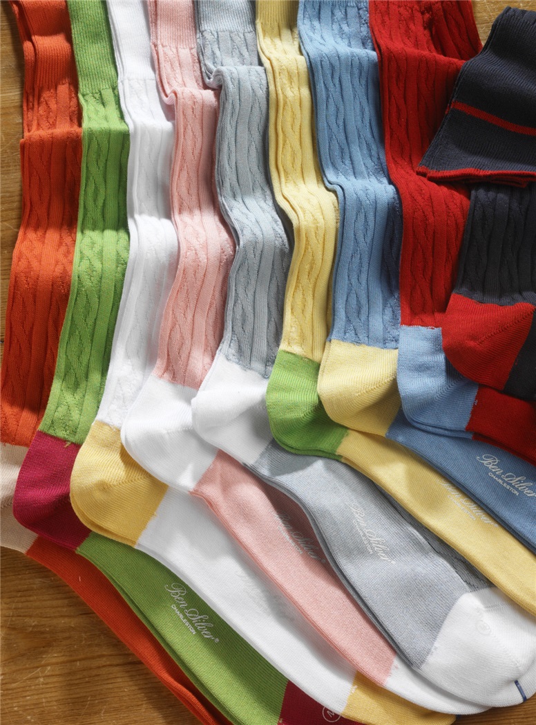 Sea Island Cotton Cable Socks - The Ben Silver Collection