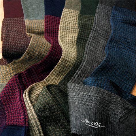 Houndstooth Dress Socks in Cotton - The Ben Silver Collection