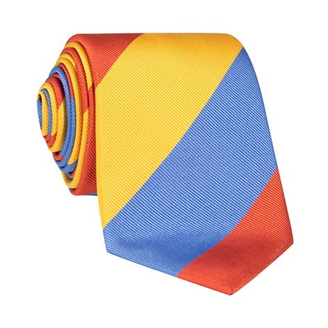 Woven Block Stripe Tie in Sage, Tangerine and Sky - The Ben Silver ...