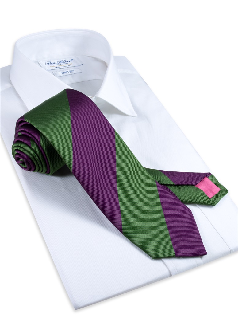 Silk Block Stripe Tie in Fern - The Ben Silver Collection