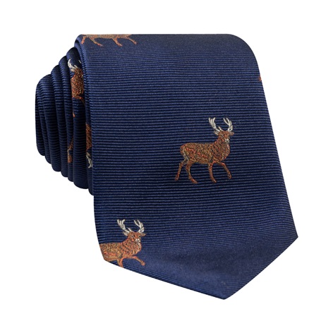 Silk Woven Elk Motif Tie in Cardinal - The Ben Silver Collection