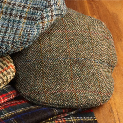Wool Glen Cap in Grey and Navy Plaid - The Ben Silver Collection